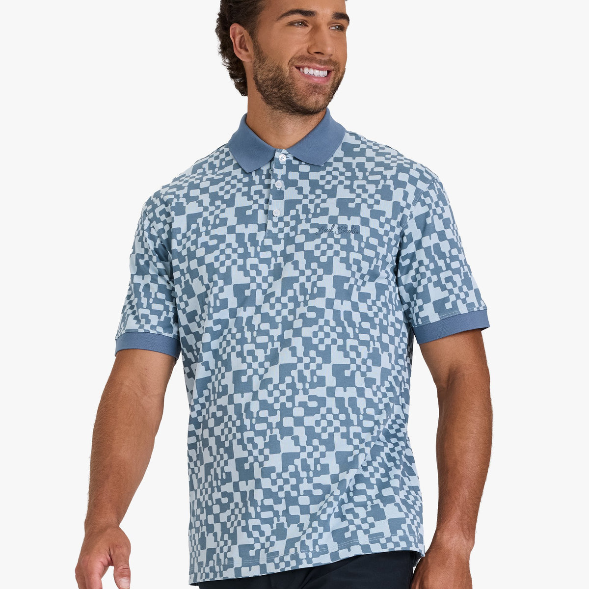 Jacquard Polo - Pixelate - Blue Mirage – Bad Birdie